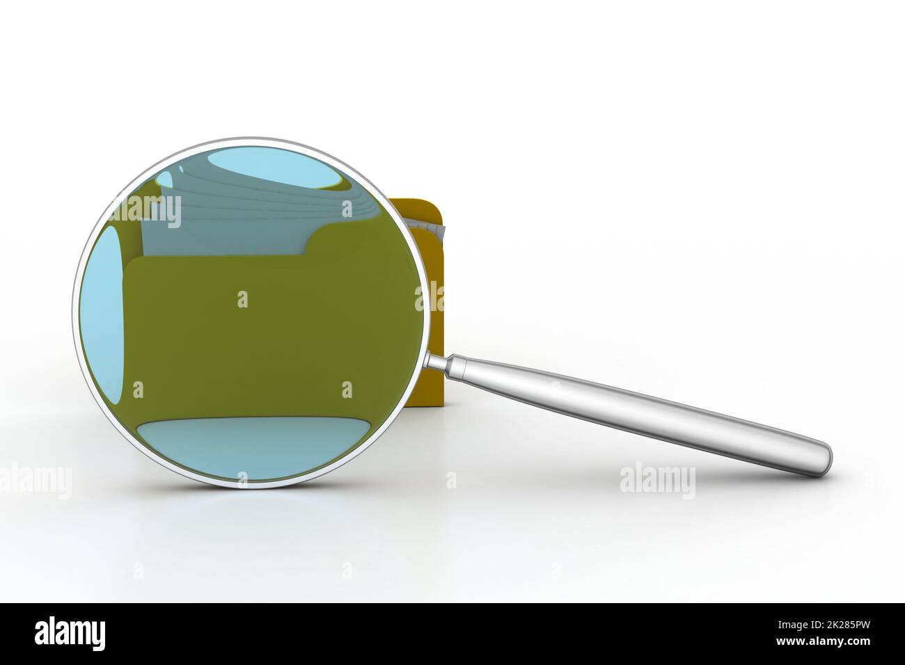 Magnifying glass with file folder Stock Photo - Alamy