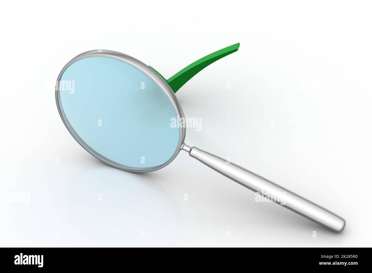 Magnifying glass with check mark Stock Photo - Alamy