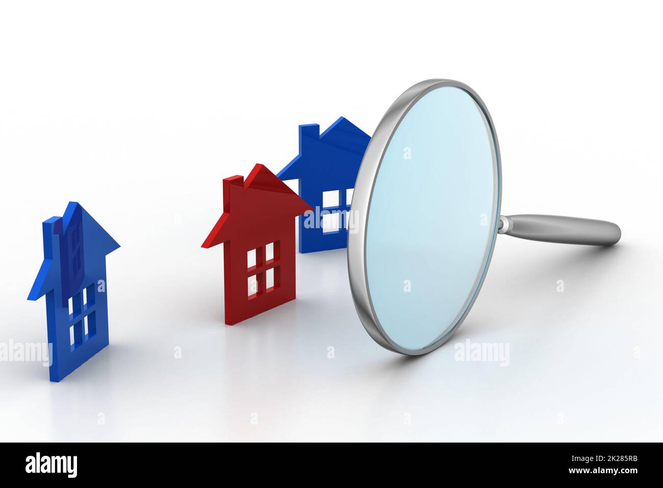 Magnifying glass with home sign Stock Photo - Alamy