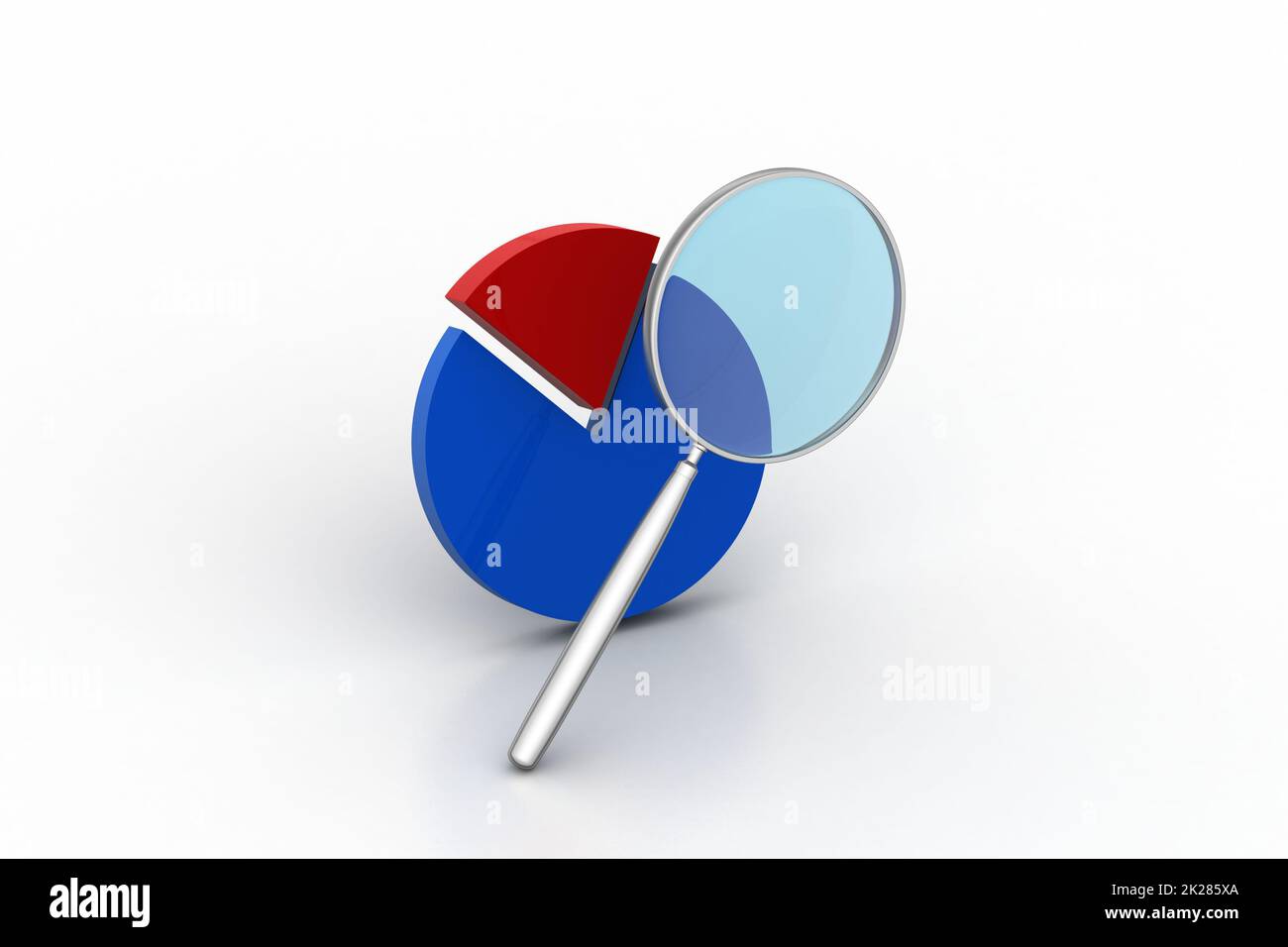 Pie chart with magnifying glass Stock Photo - Alamy