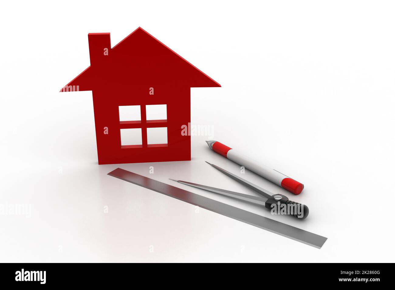 Home sign with scale and compass Stock Photo - Alamy