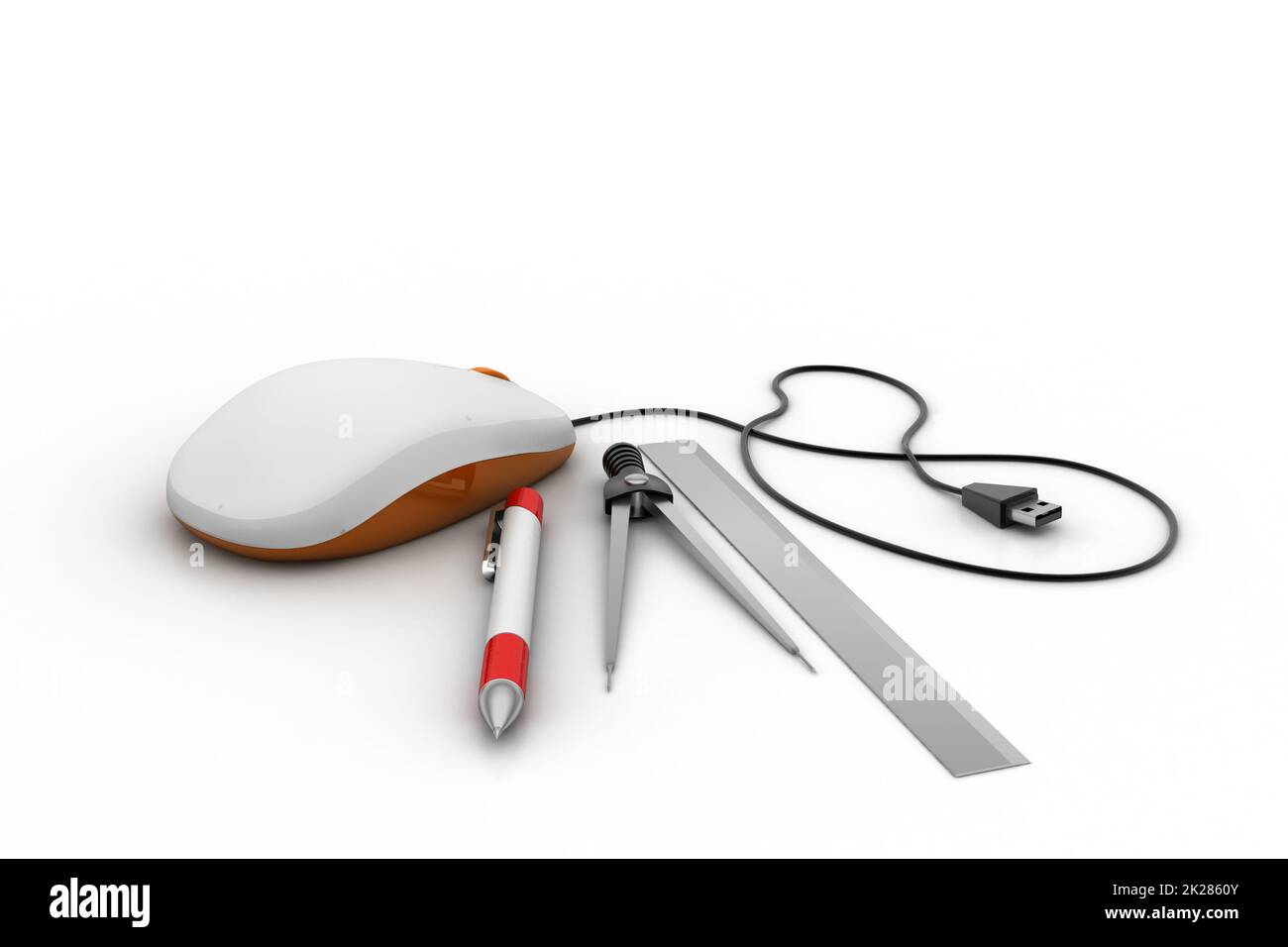 Computer mouse with scale and divider Stock Photo - Alamy