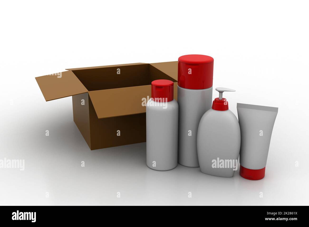 Cosmetic containers with box Stock Photo - Alamy