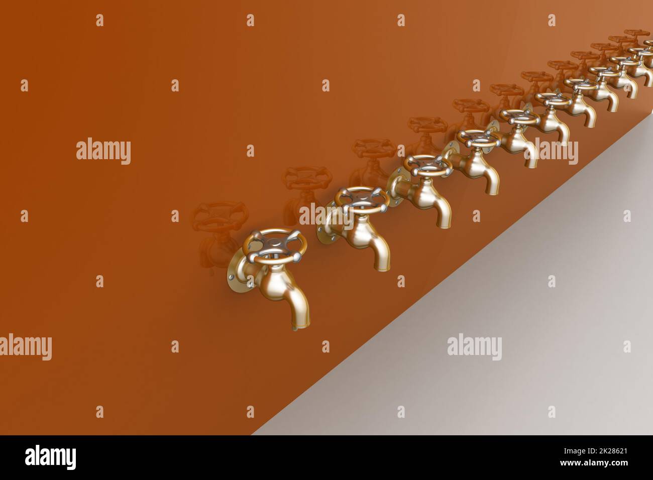 Row of water tap Stock Photo - Alamy