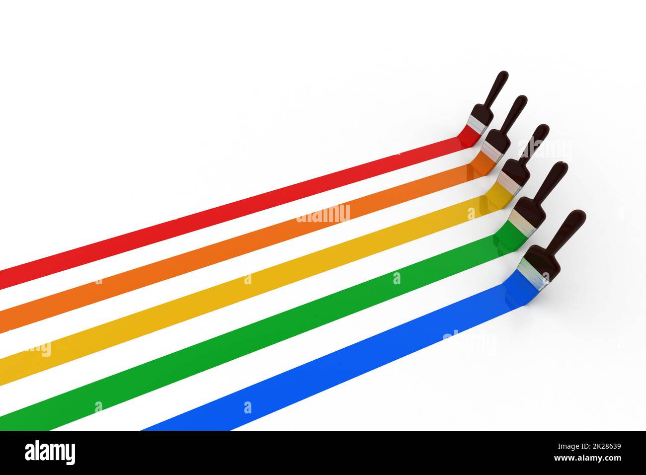 Paint brush with color lines Stock Photo - Alamy