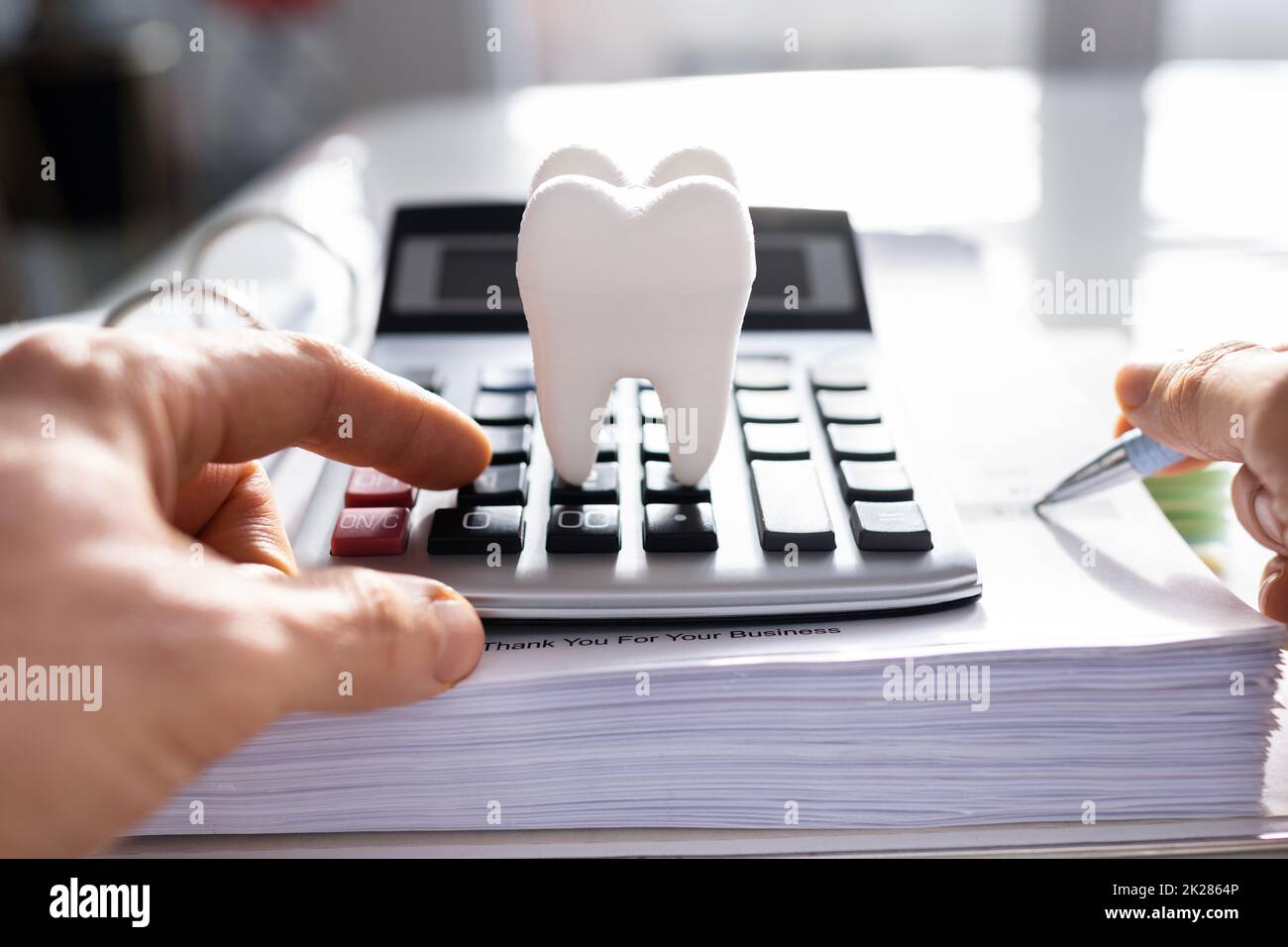 Dental Insurance Money. Dentist Service Desk Stock Photo - Alamy