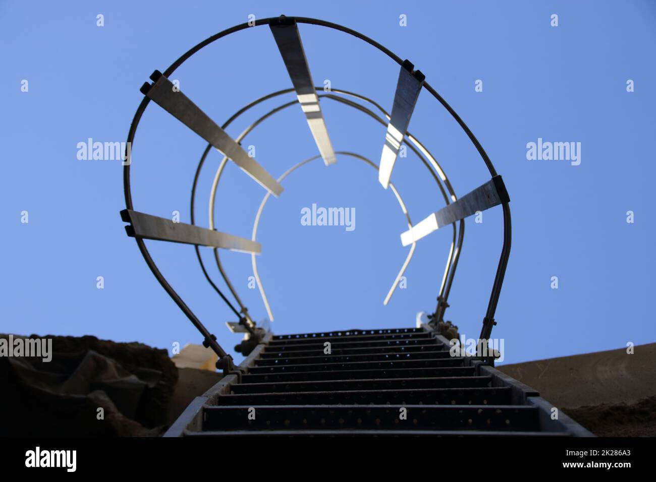 Safety bracket on a ladder in an excavation Stock Photo - Alamy