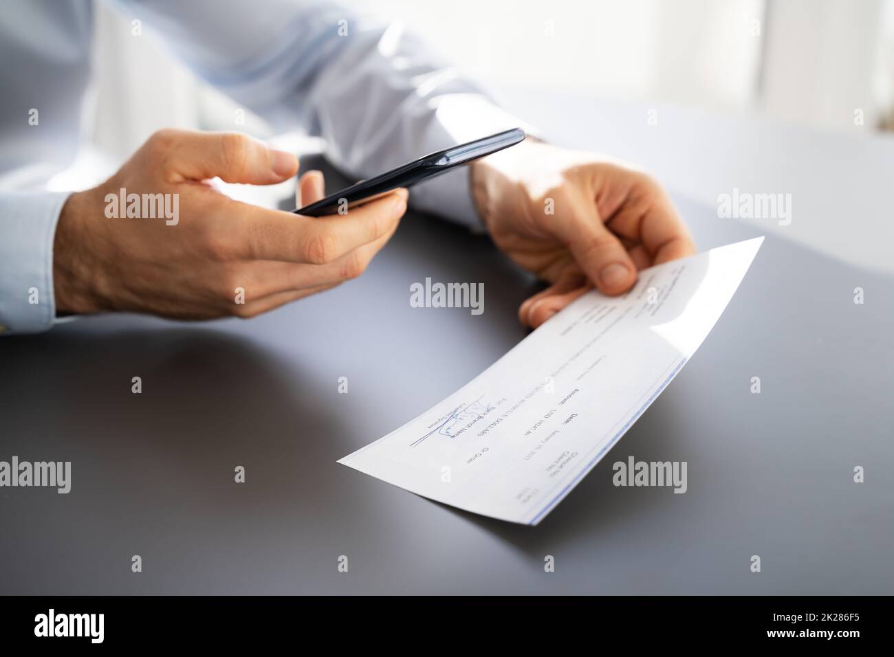 Remote Check Deposit Taking Photo Stock Photo - Alamy