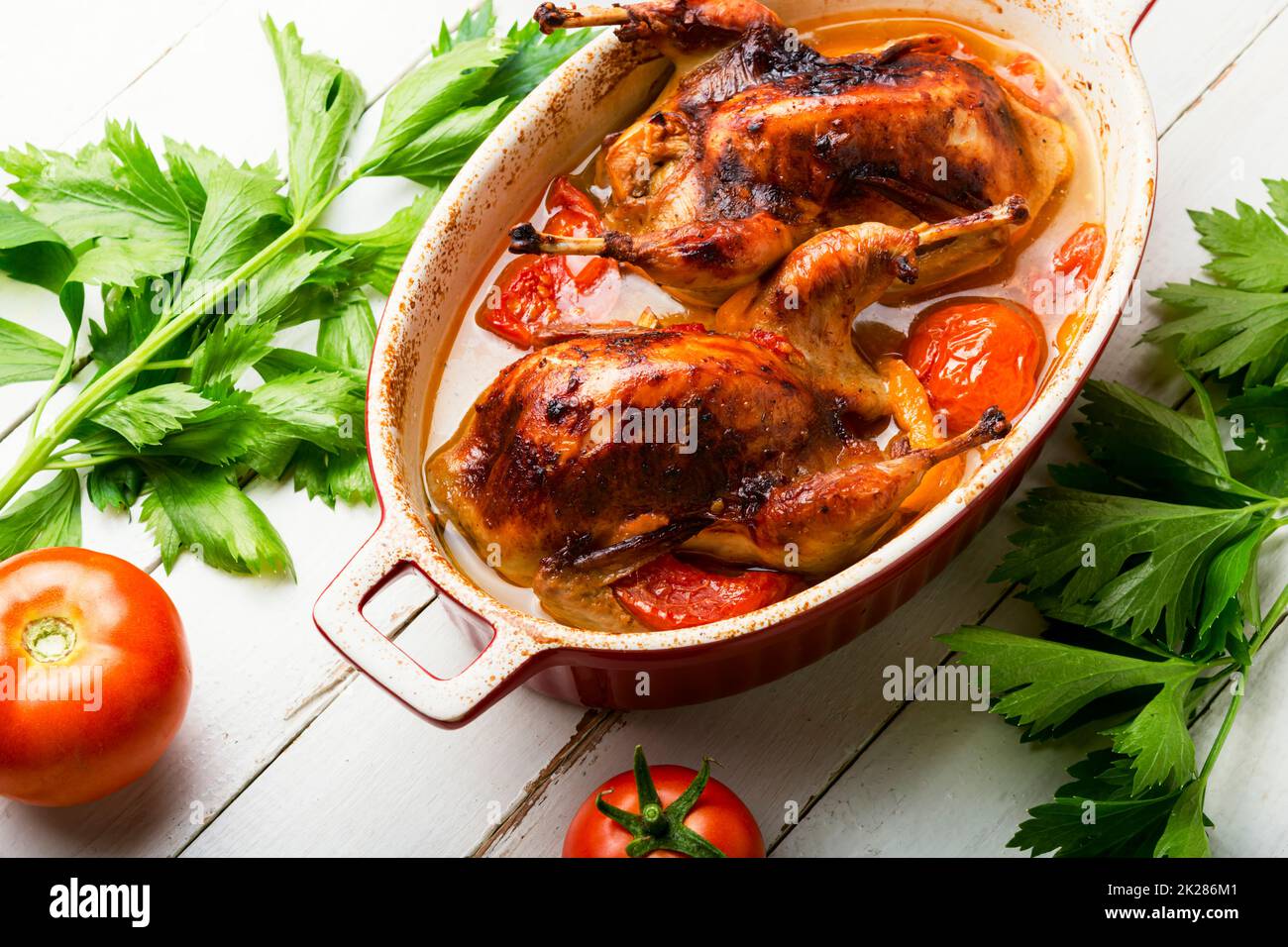 Fried quails on the plate Stock Photo - Alamy