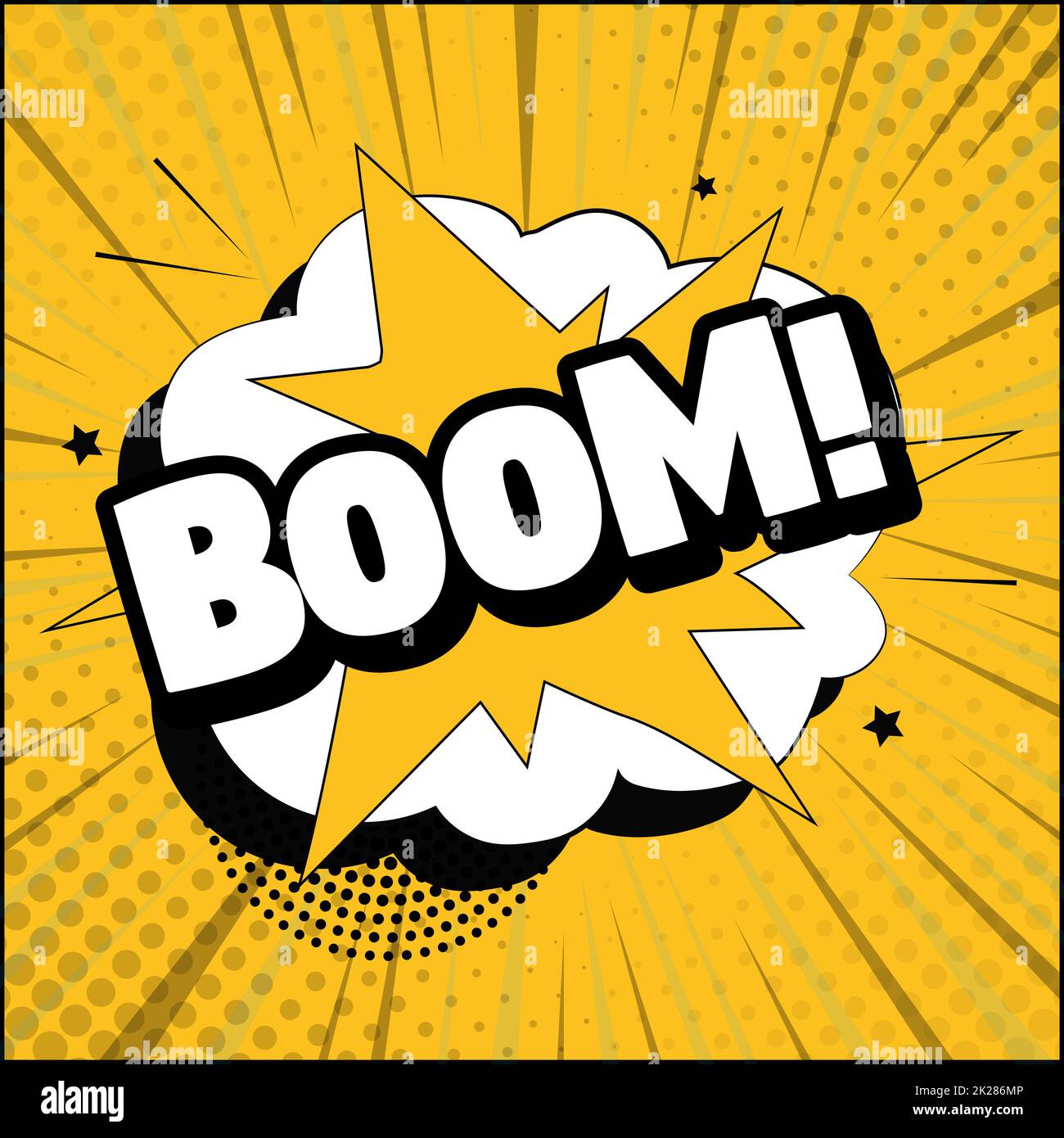 Comic lettering BOOM on white background - Vector Stock Photo - Alamy