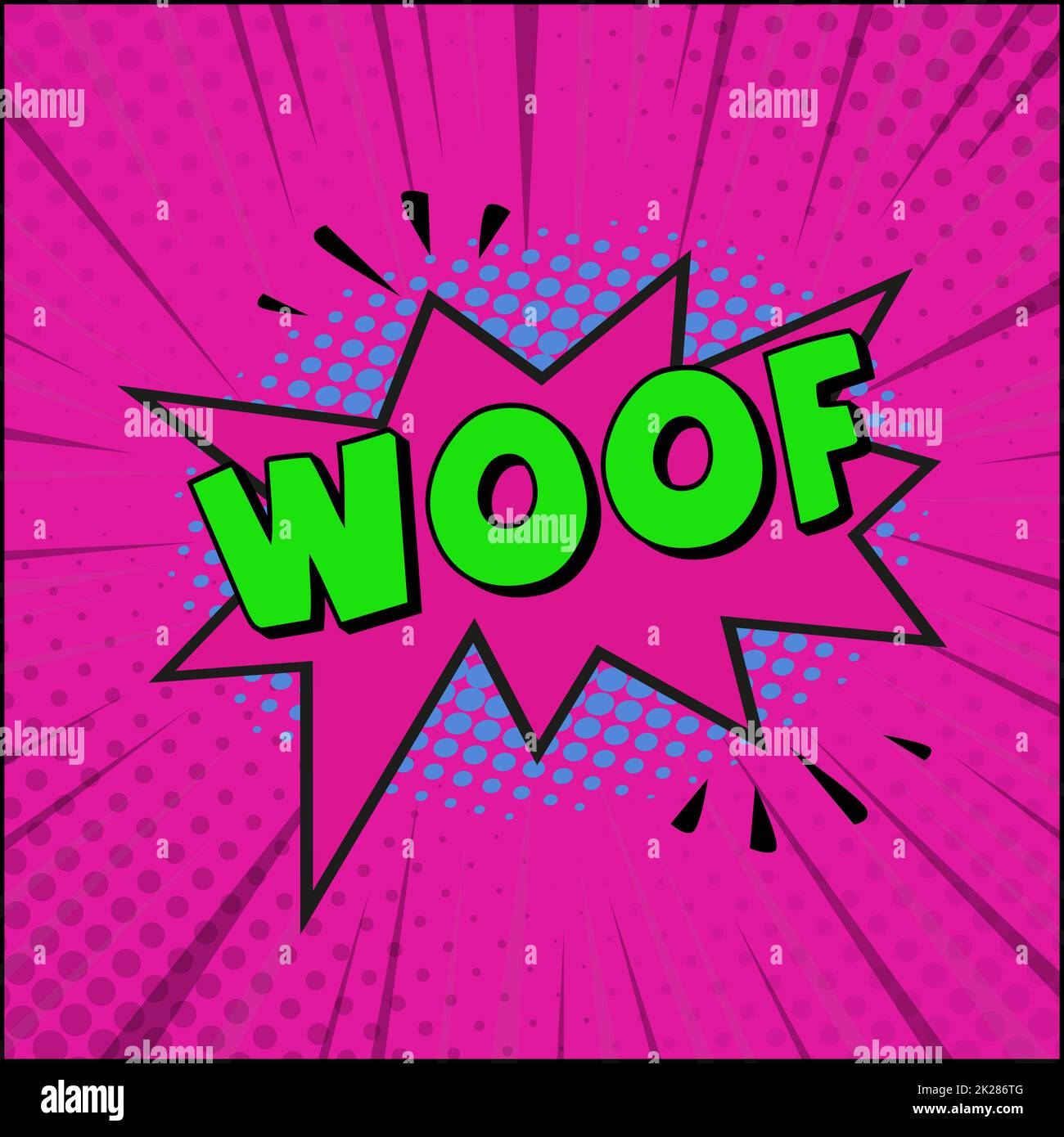 Comic zoom inscription WOOF on a colored background - Vector Stock ...