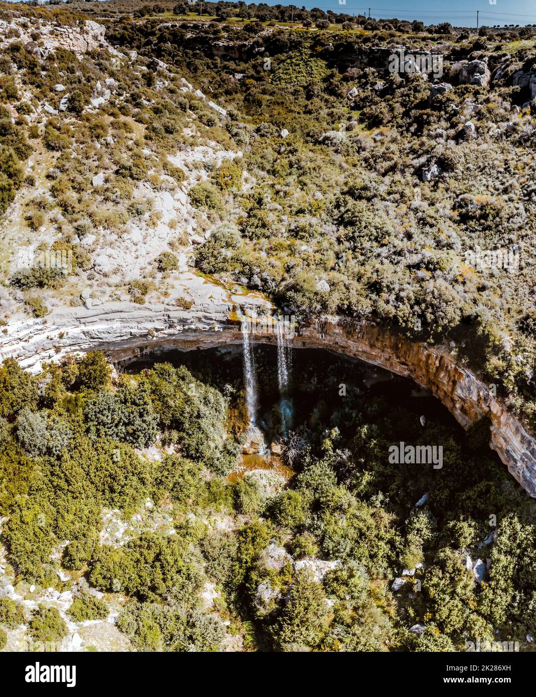 Aerial view of Avdimou waterfall near Avdimou village, Cyprus Stock ...