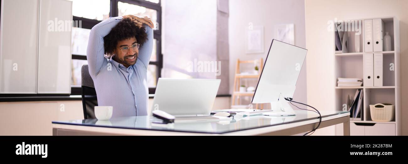 Office Stretch Exercise At Work Stock Photo - Alamy