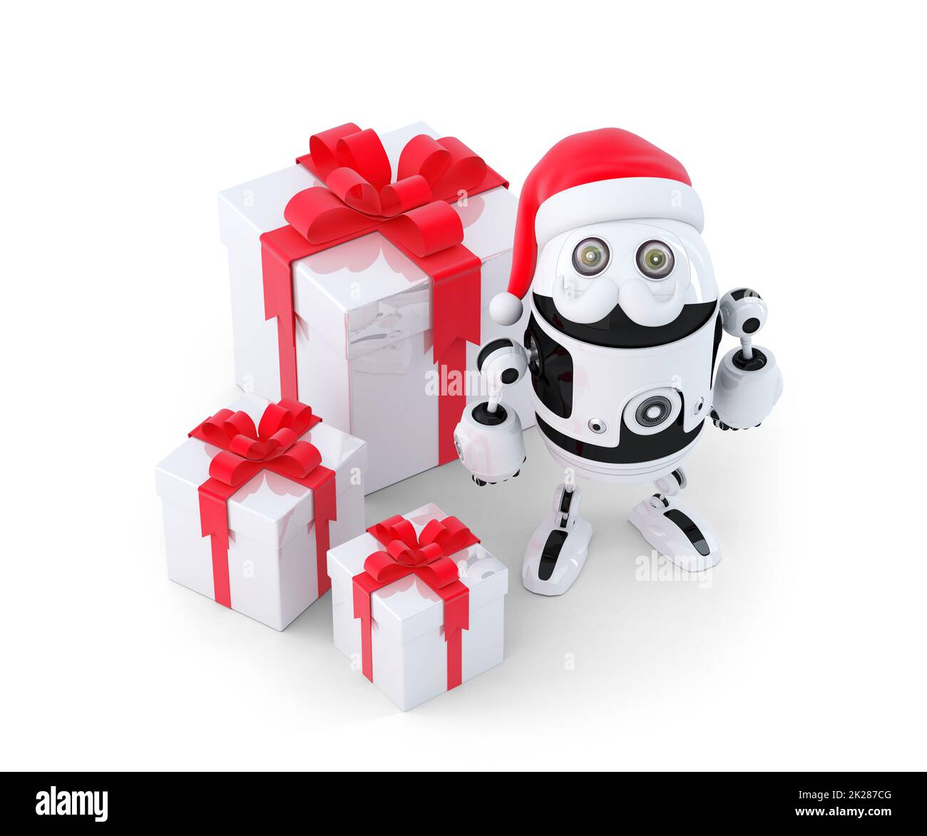 Robot with gift boxes. Christmas concept Stock Photo - Alamy
