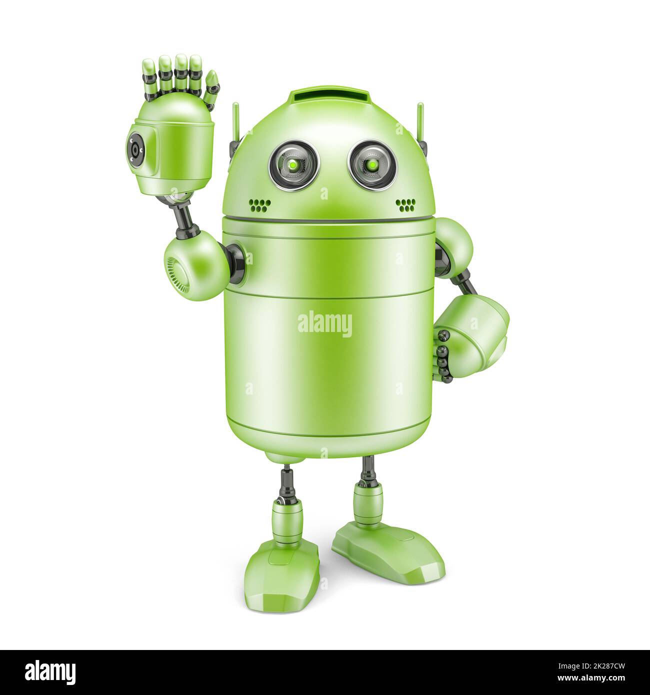 3d Robot sign hello. Technology concept. Isolated on white Stock Photo ...