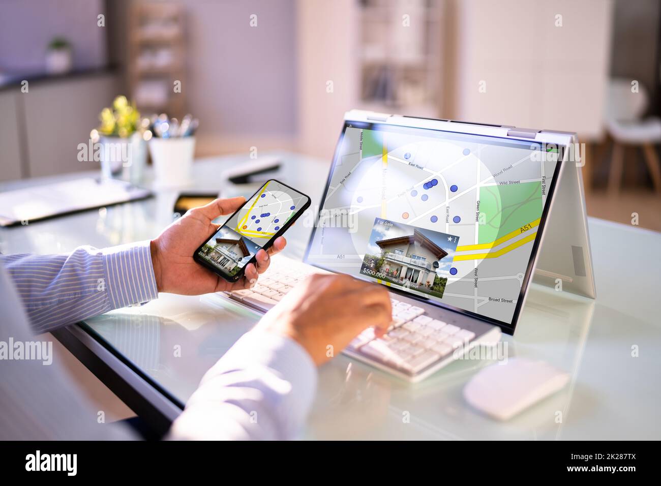 African American Searching Real Estate House Stock Photo - Alamy