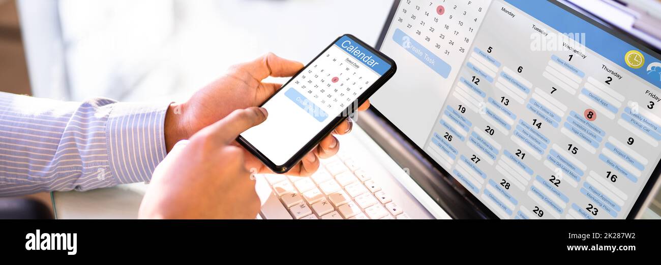 African American Doing Calendar Schedule Planning Stock Photo - Alamy