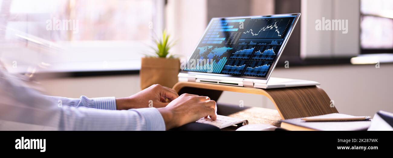 African Businessman Using Analytics Data KPI Dashboard Stock Photo - Alamy