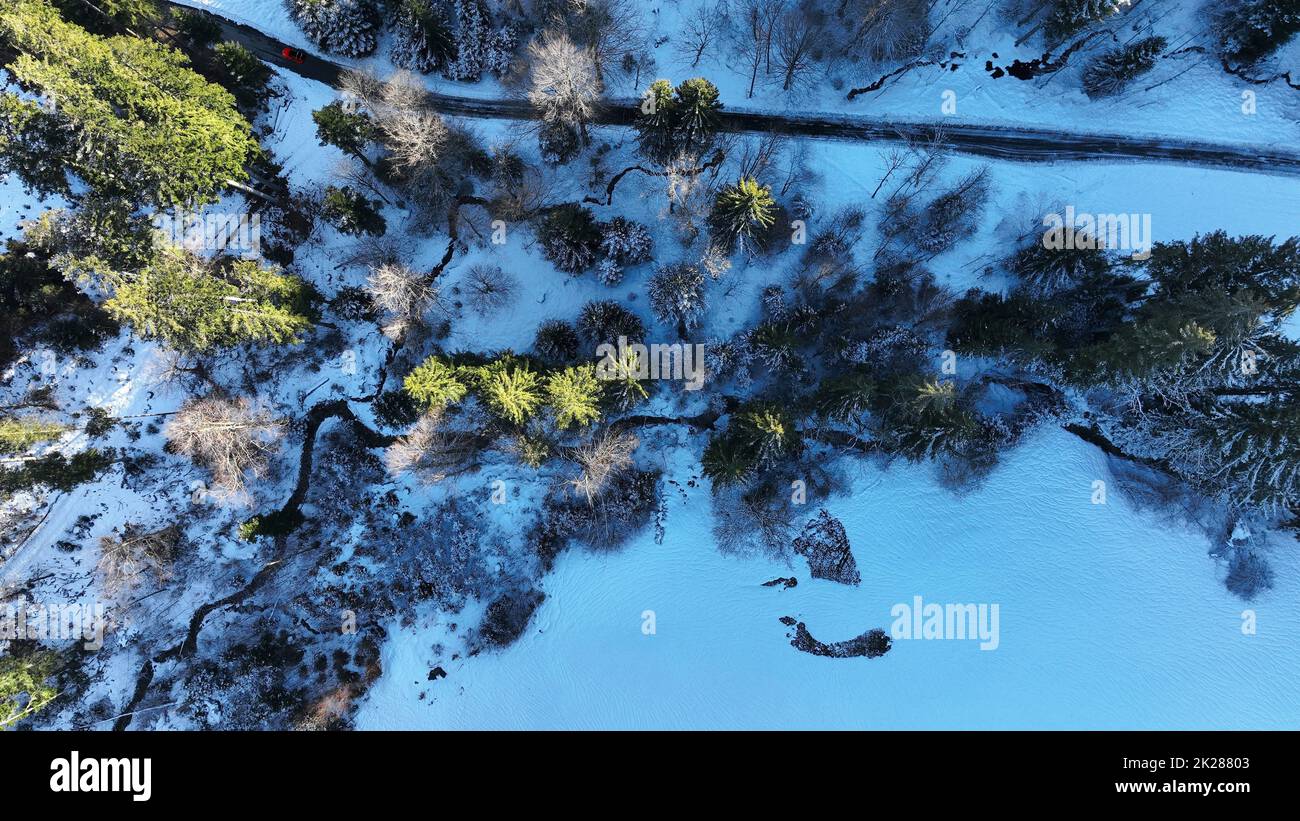 Aerial top shot stream road hi-res stock photography and images - Alamy