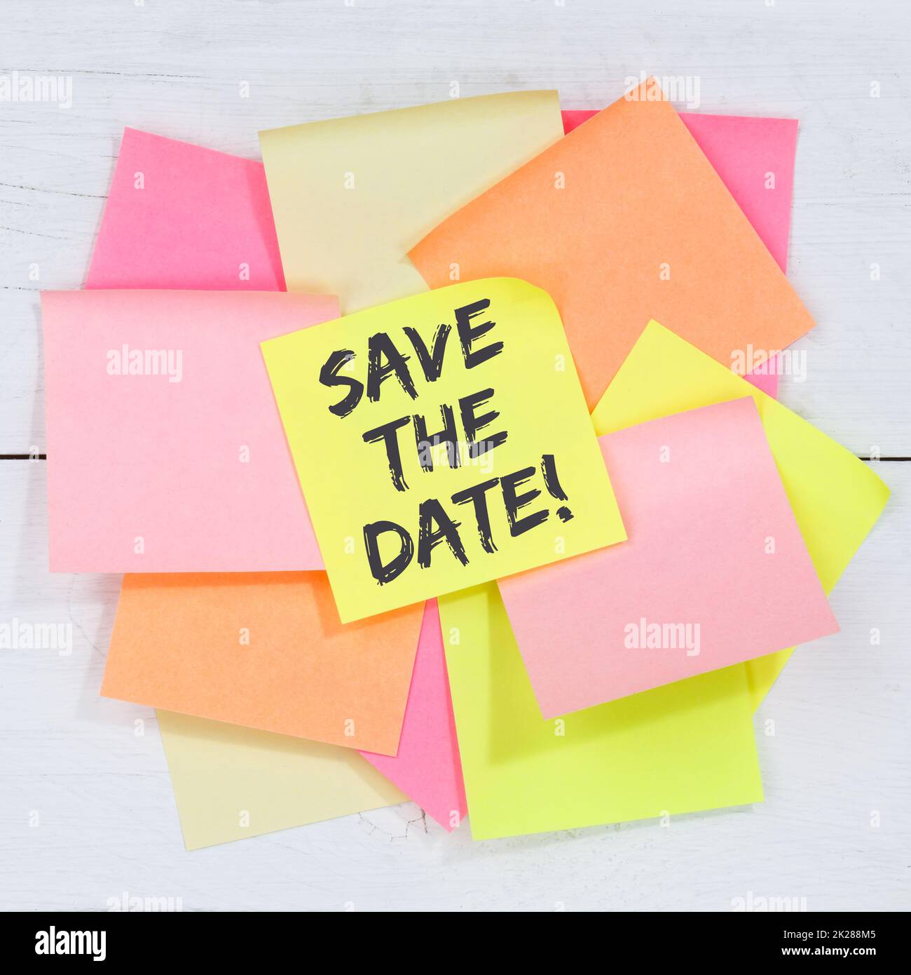 Save the date invitation message information business concept desk note ...