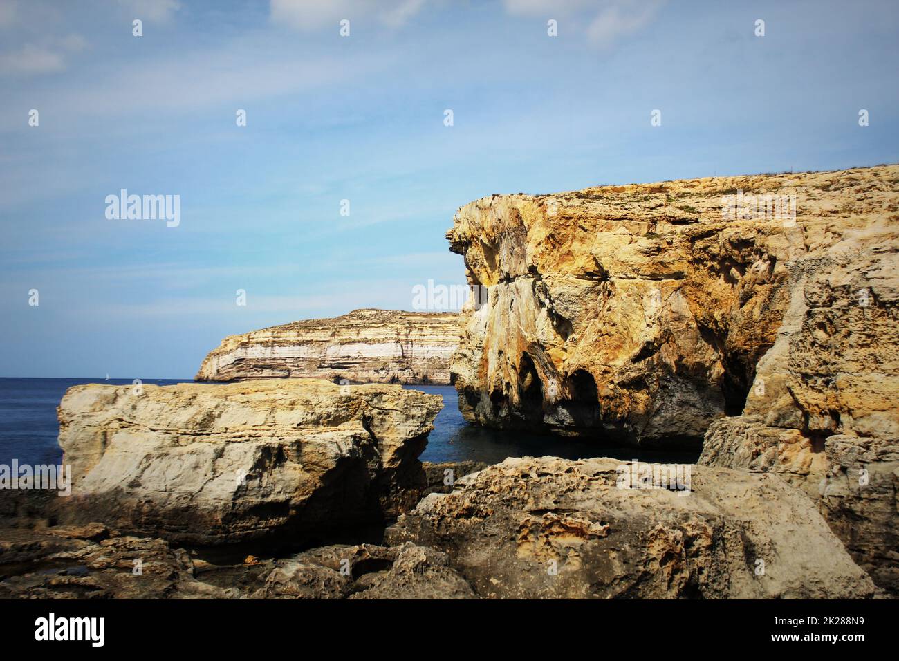 Azure window, crashed Azure Window place in Malta , Gozo island Stock ...