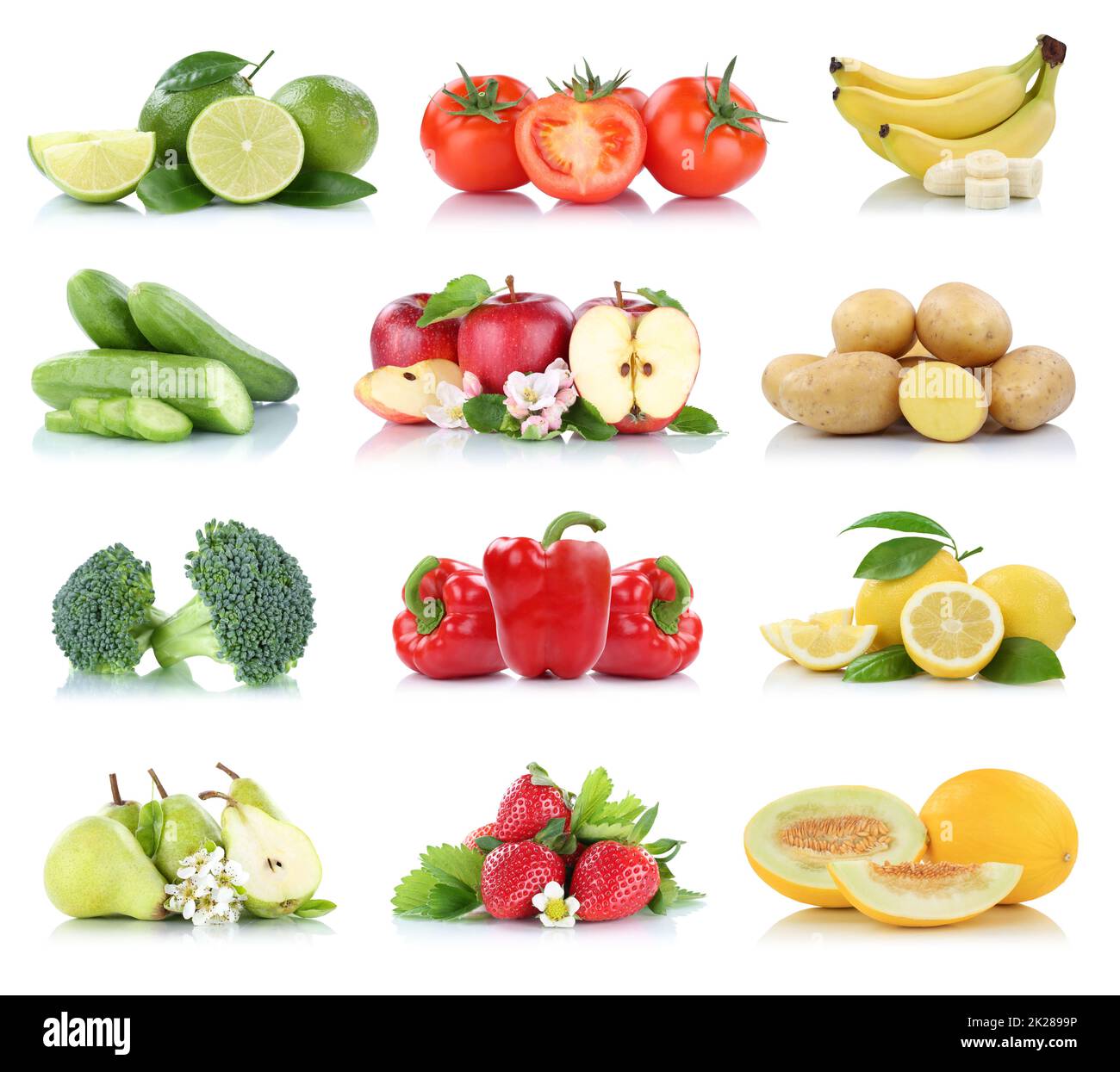 Fruits vegetables collection isolated apple apples strawberries ...