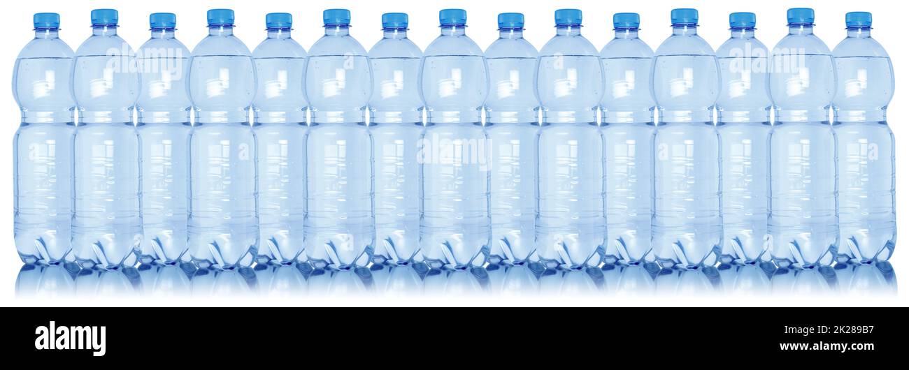 Water bottles in a row set bottle collection isolated on white Stock ...