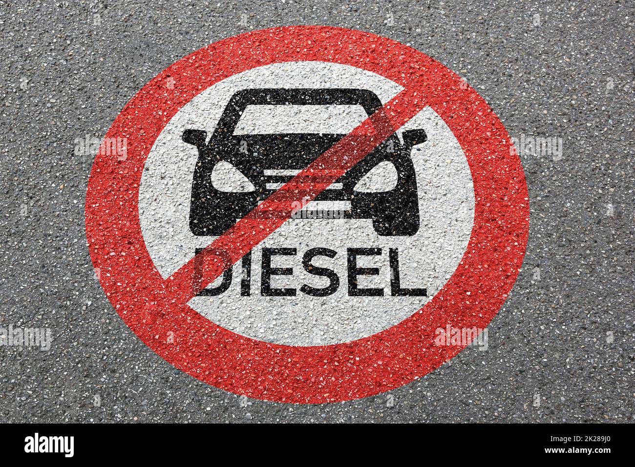 Diesel driving ban road sign street car no not allowed restricted zone ...