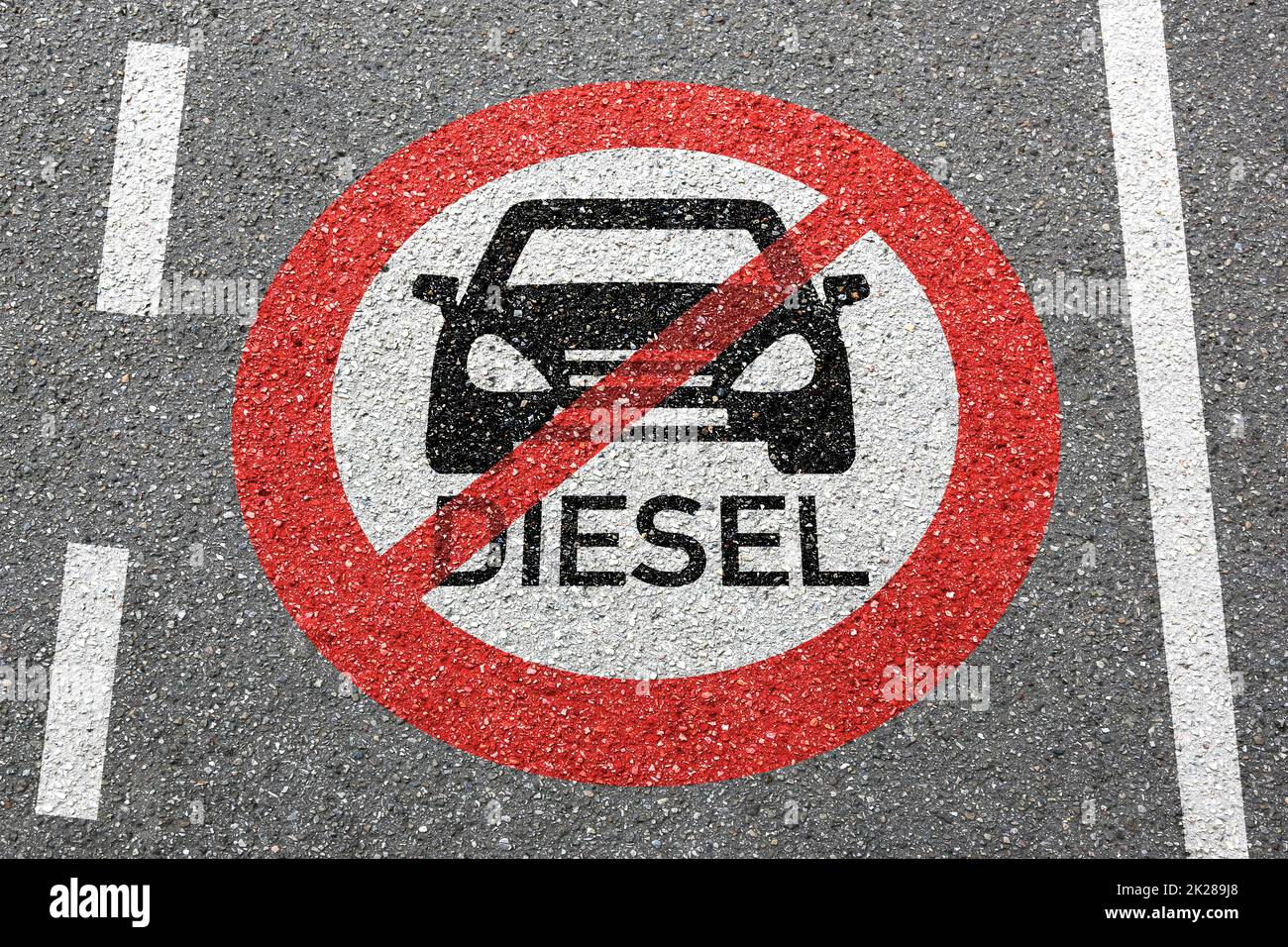 Road sign Diesel driving ban on a street not allowed restricted zone ...