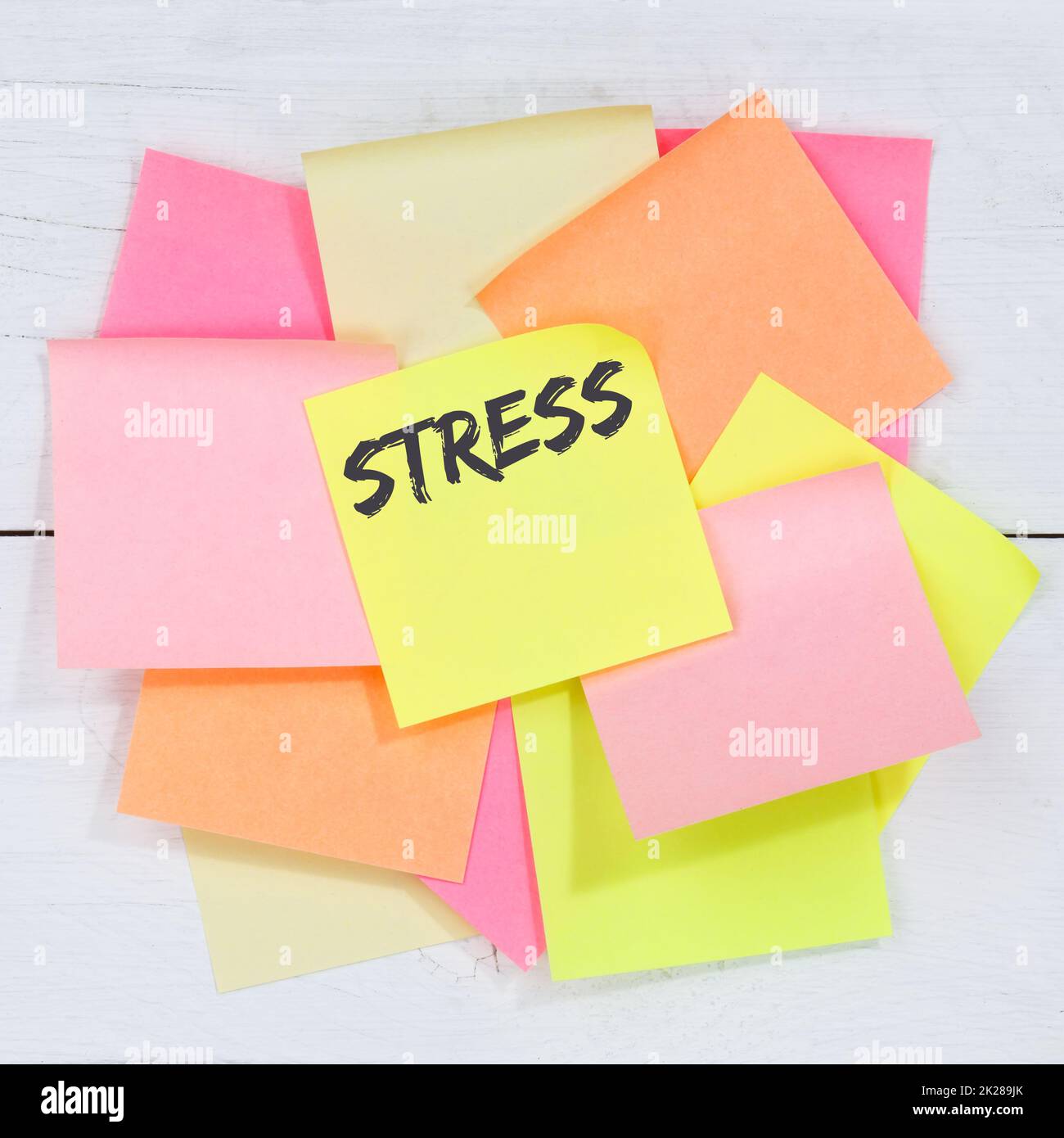 Stress stressed business concept burnout at work relaxed desk note ...