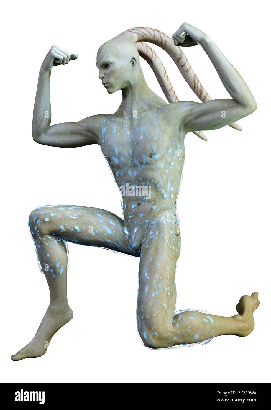 3D Rendering Green Alien on White Stock Photo - Alamy