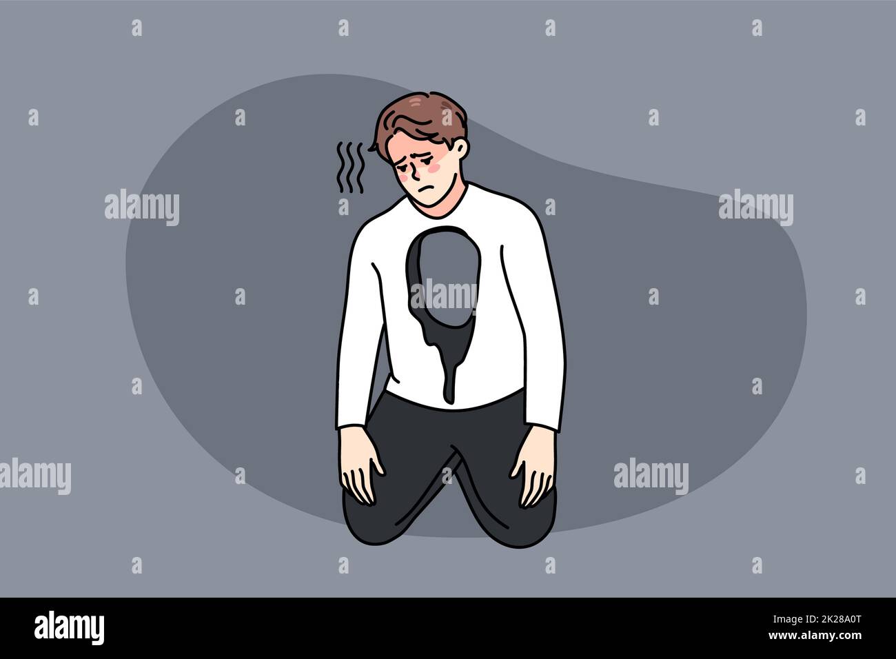 Unhappy man with hole in body have depression Stock Photo - Alamy