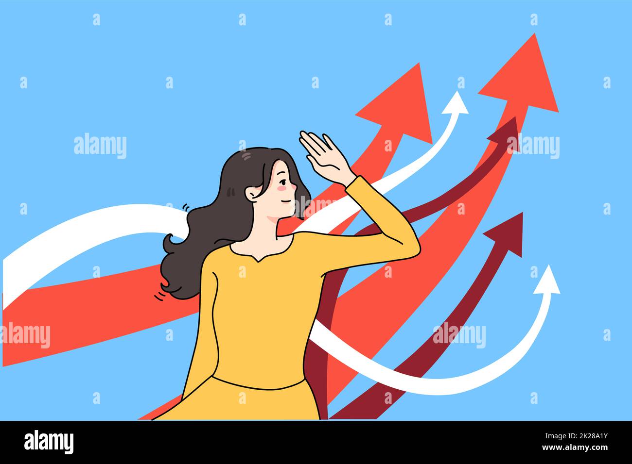 Happy woman look in bright future Stock Photo - Alamy