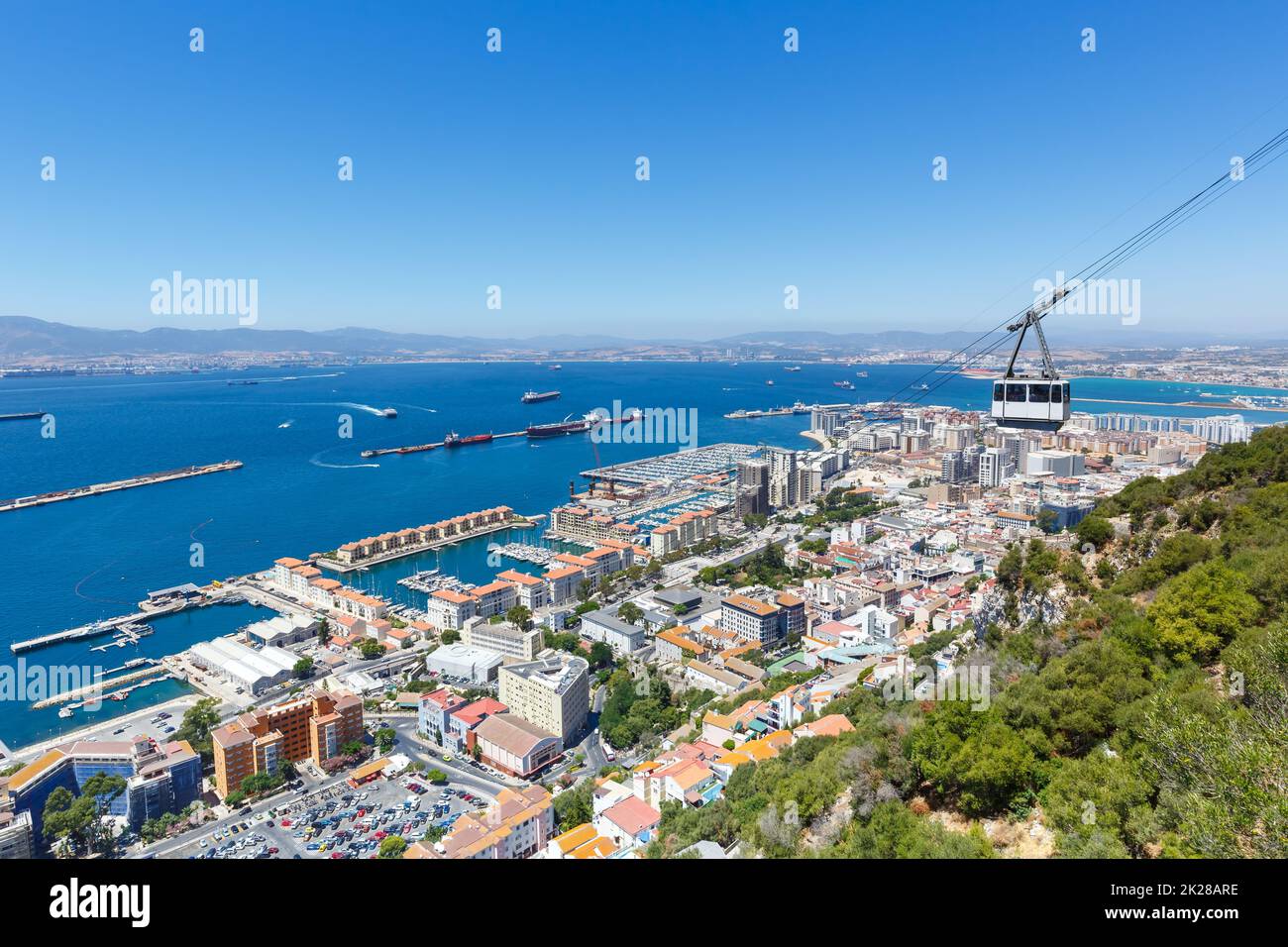 Gibraltar cable car port harbor harbour travel traveling town overview ...
