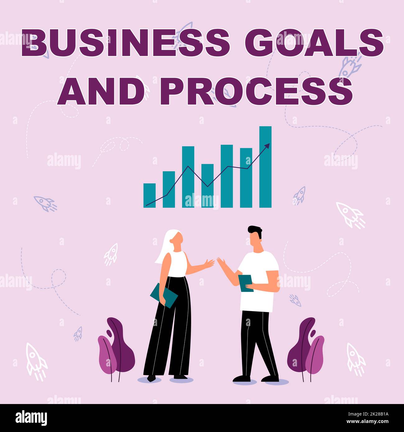 Hand writing sign Business Goals And Process. Conceptual photo company ...