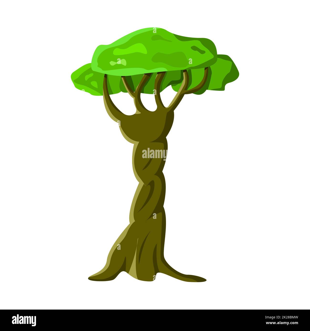 Realistic green old tall tree isolated on white background - Vector ...