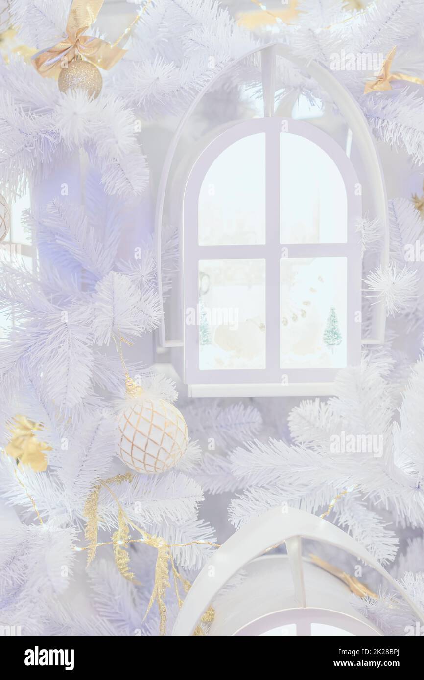 Festive vertical light pastel background, branches of Christmas tree ...