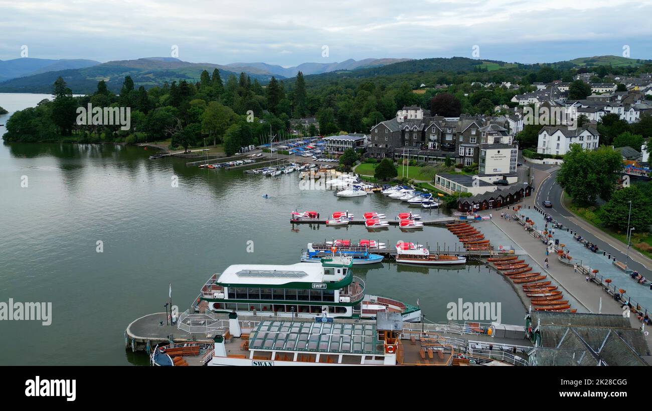Windermere in the Lake District National Park - aerial view ...