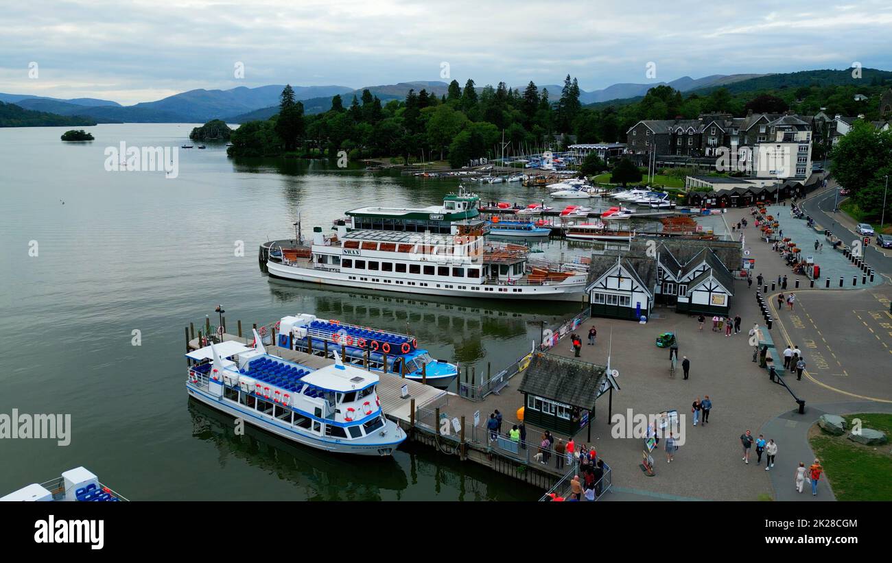 Windermere in the Lake District National Park - aerial view ...