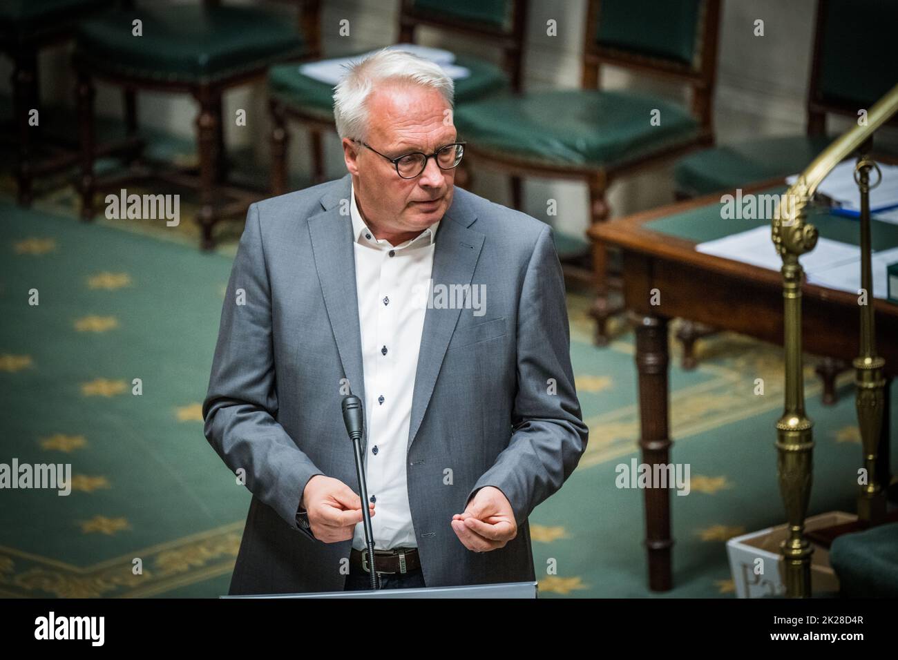 Brussels, Belgium, 22 September 2022. PVDA/PTB's Peter Mertens pictured ...
