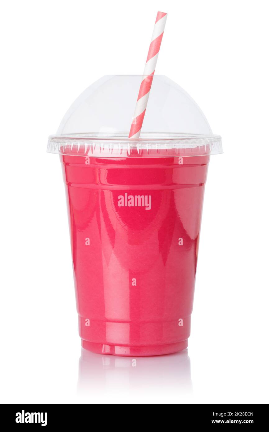 Strawberry smoothie fruit juice straw drink strawberries in a cup ...