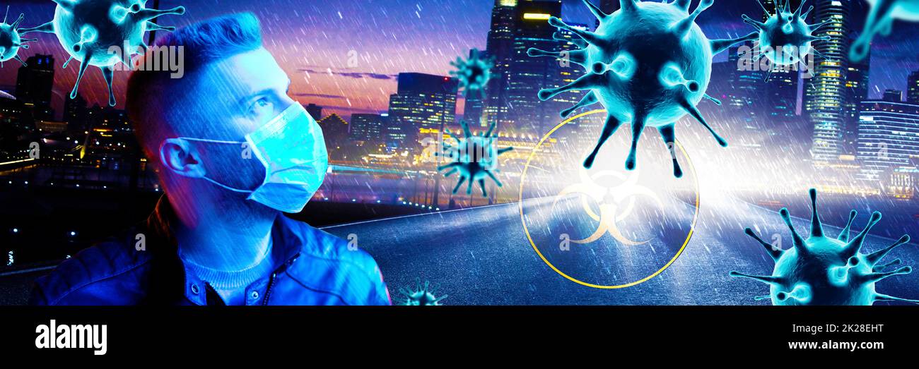 Young man in sterile face mask against corona virus Stock Photo - Alamy