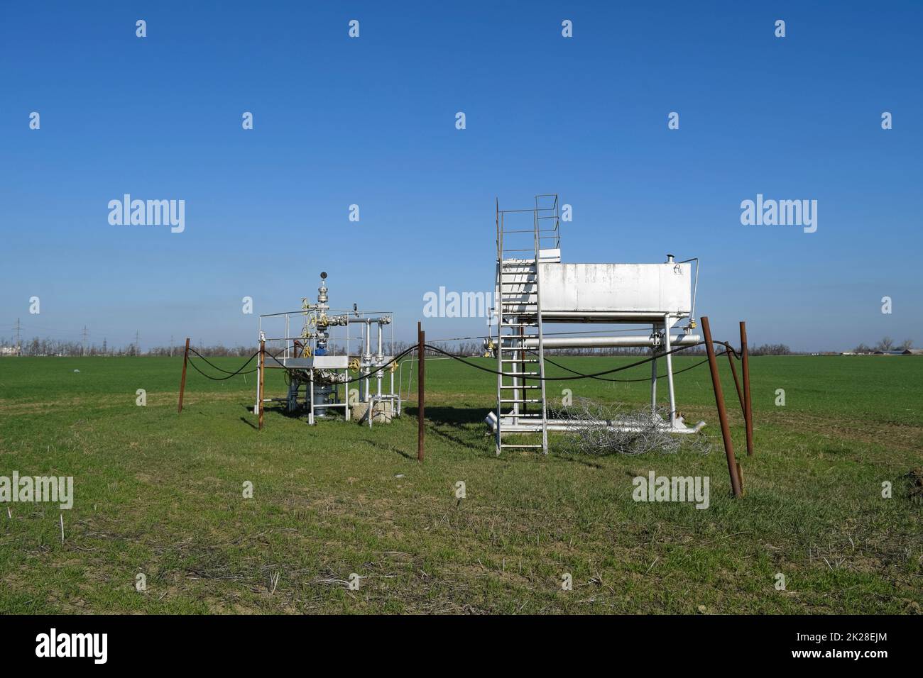 The equipment and technologies on oil fields. Oil well Stock Photo - Alamy