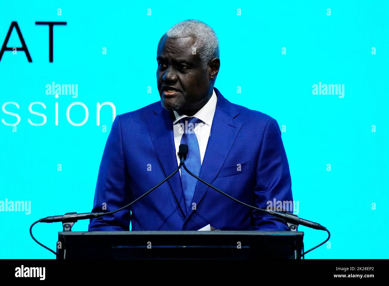 09/18/2022 New York, New York H.E. Moussa Faki Mahamat Speaks onstage ...