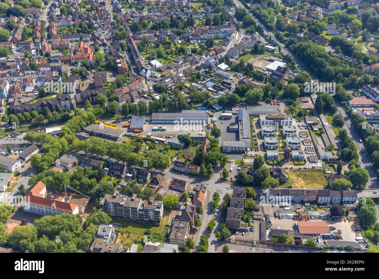 Aerial view, fire department Gladbeck, Wilhelmstraße, new building area ...
