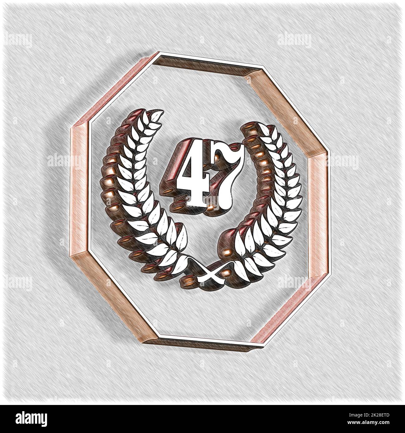 Number 47 with laurel wreath or honor wreath as a 3D-illustration, 3D ...