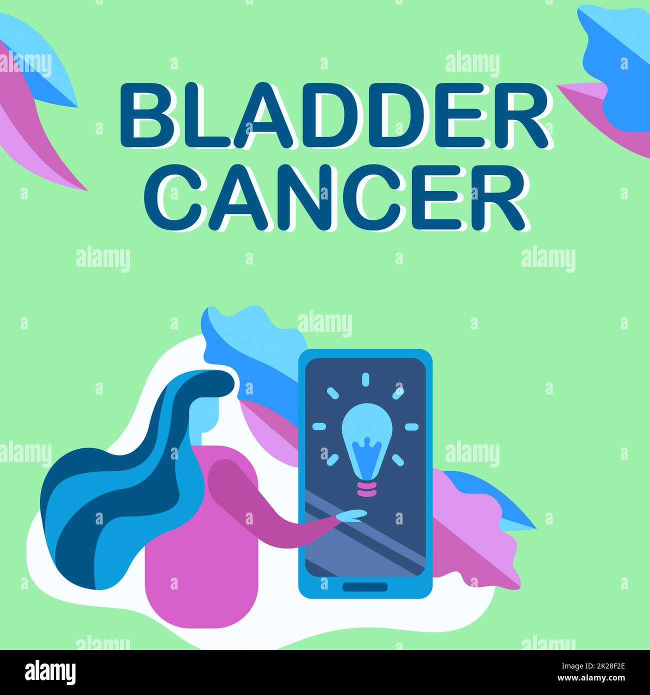 Handwriting text Bladder Cancer. Word for form of cancer that begins in ...