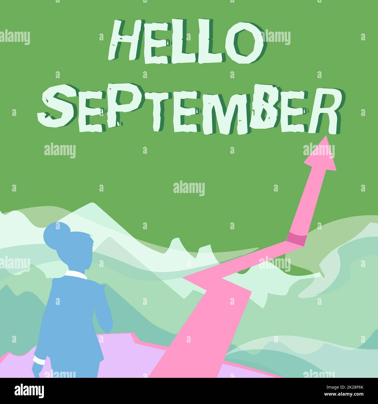 Text caption presenting Hello September. Internet Concept Eagerly ...