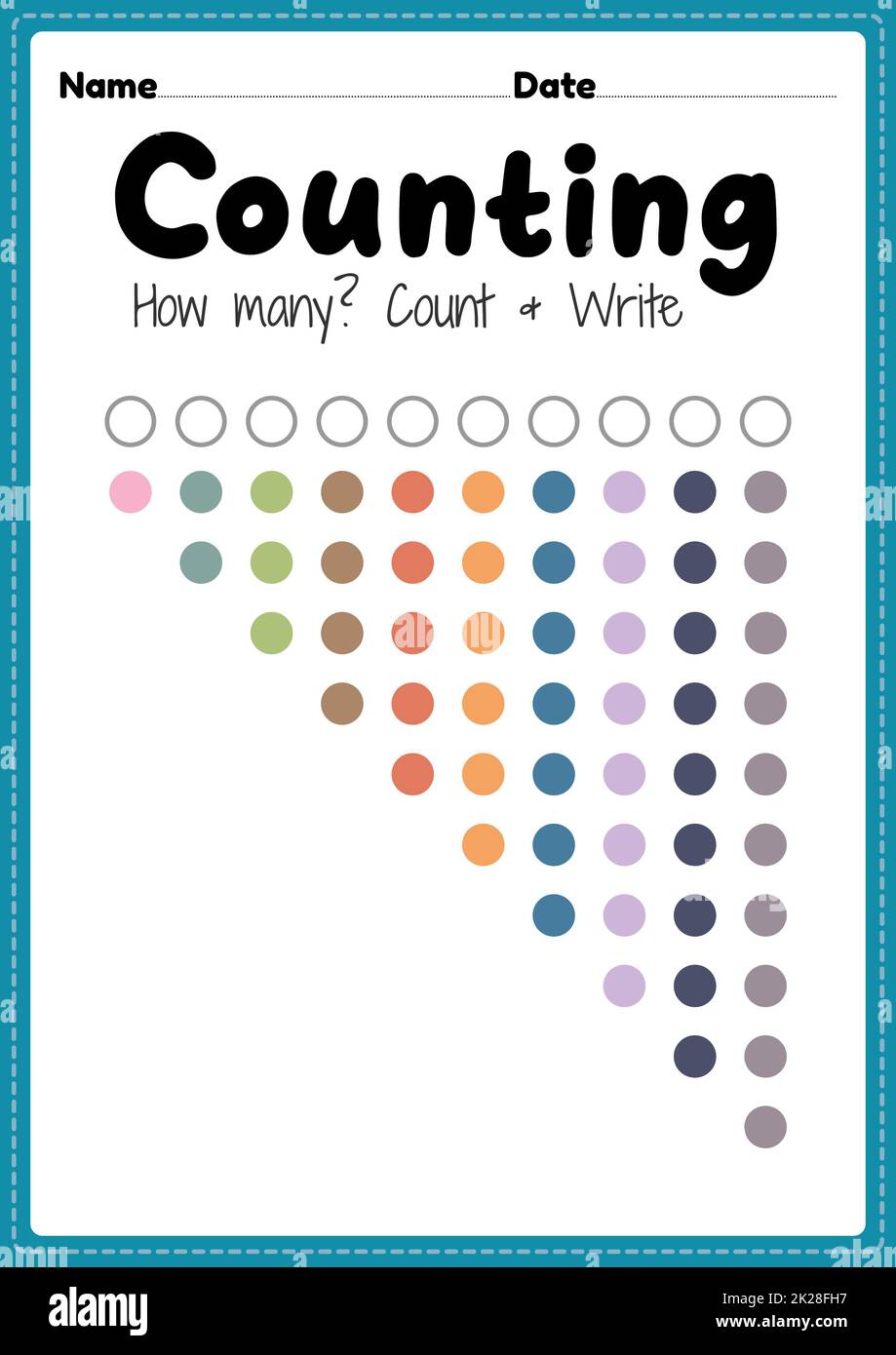 Counting worksheet, math printable sheet for preschool and kindergarten kids activity to learn ...