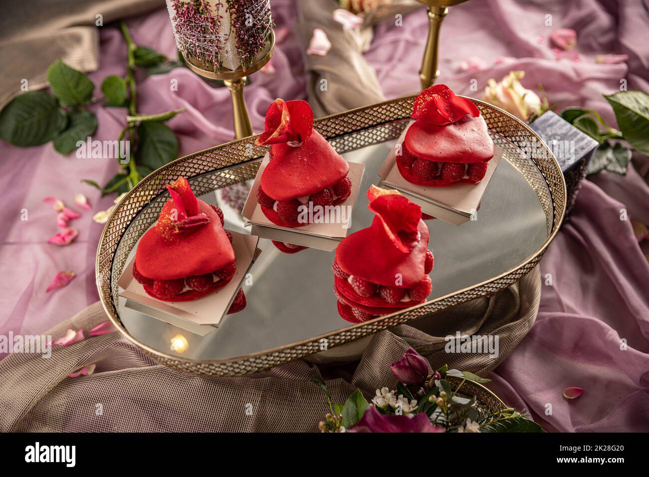 Heart shaped ispahan macaron cake Stock Photo - Alamy